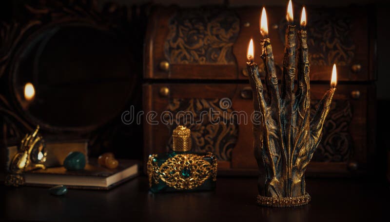 Magic Concept. Paganism and Wicca Rite, Altar of Witch Stock Image ...