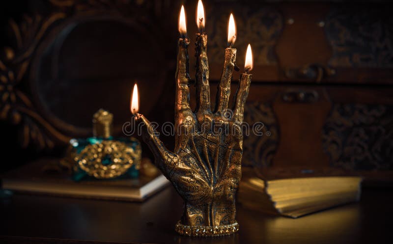 Magic Concept. Paganism and Wicca Rite, Altar of Witch Stock Photo ...