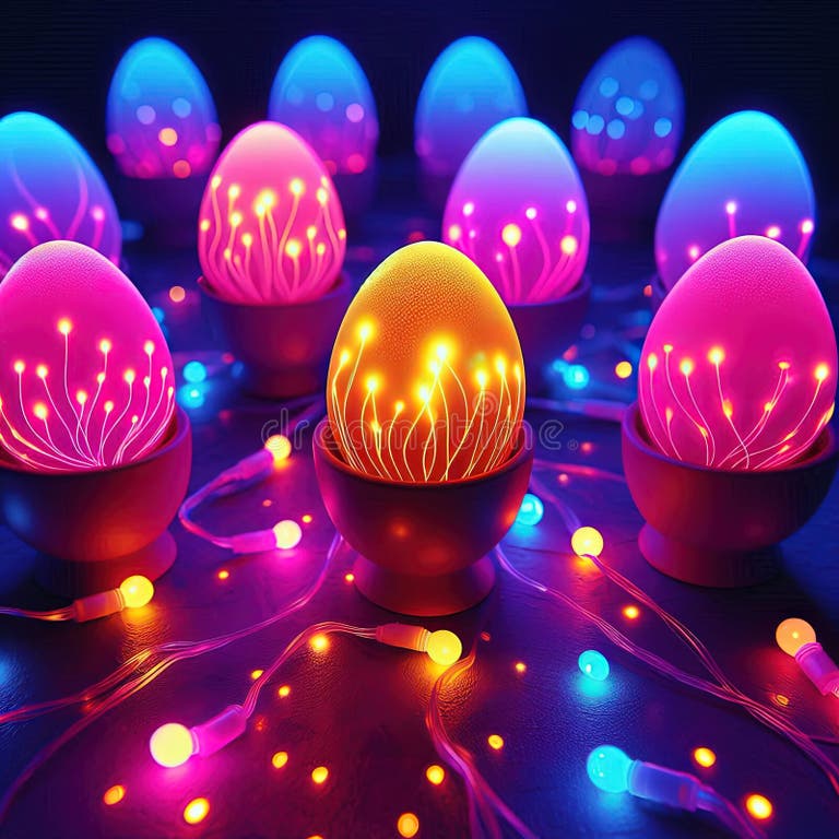 Magic Cosmic Eggs Glowing from the Inside Stock Illustration ...