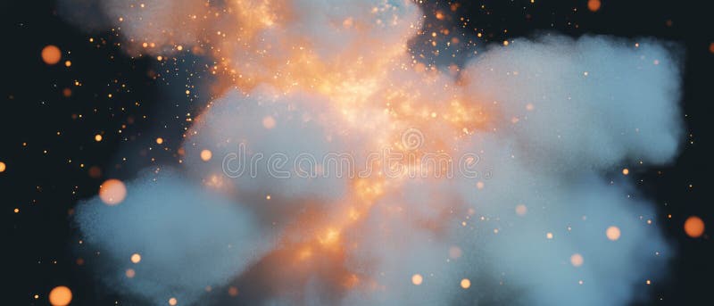 Magic Created by 3D Smoke and Glowing Particles in an Abstract ...