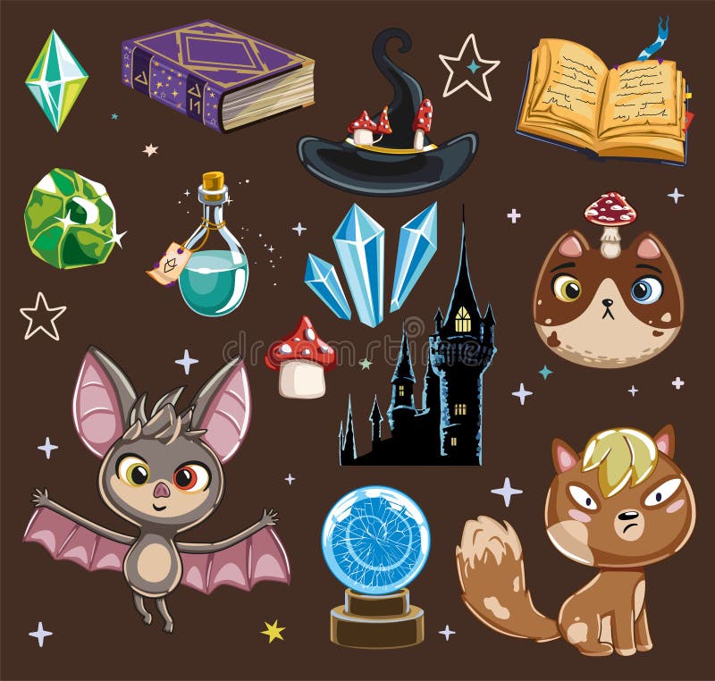 Magic creations set. stock illustration. Illustration of cartoon ...