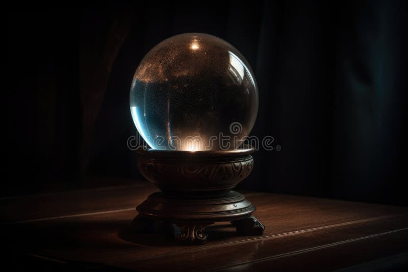 Magic Crystal Ball with Mystical Runes and Symbols on Its Surface Stock ...