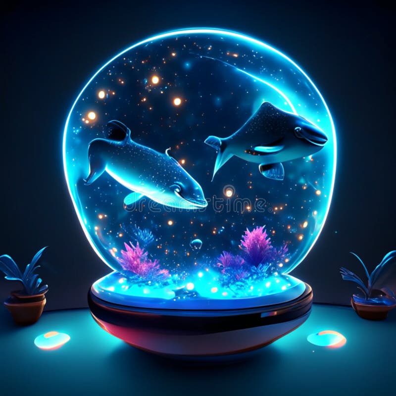 Magic Crystal Ball with Underwater World. Vector Illustration for Your ...