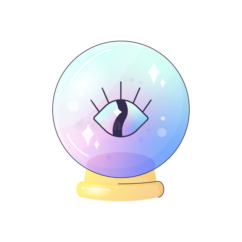Magic Crystal Ball with Eye, Cartoon Style Stock Vector - Illustration ...