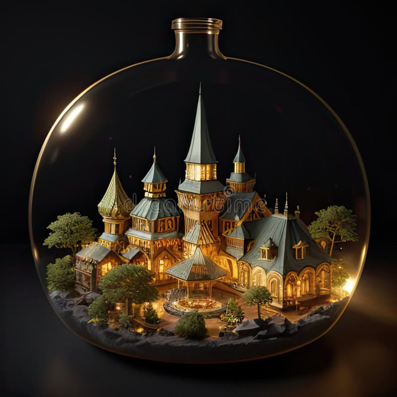 Magic Crystal Ball with Fairy Tale Castle Inside. Stock Photo - Image ...