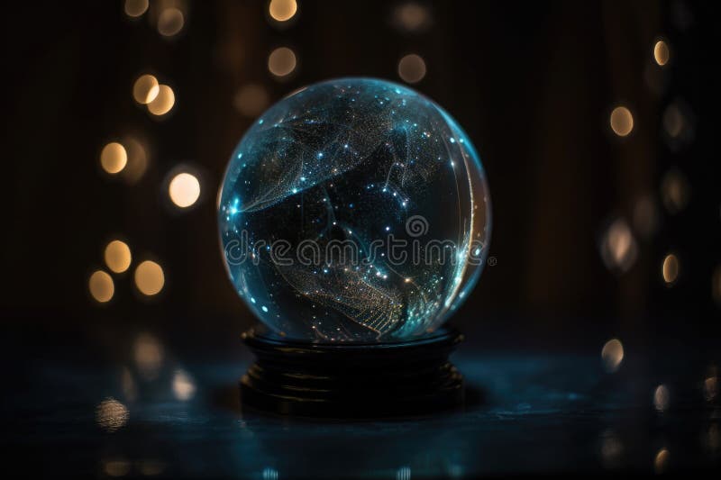 Magic Crystal Ball, with View of Hogwarts Castle and Flying Broom in ...