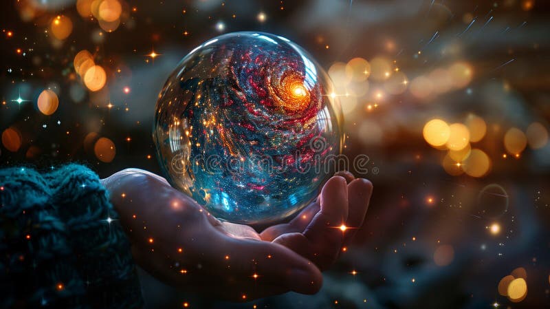 Magic Crystal Ball with a Galaxy Inside Stock Photo - Image of ...