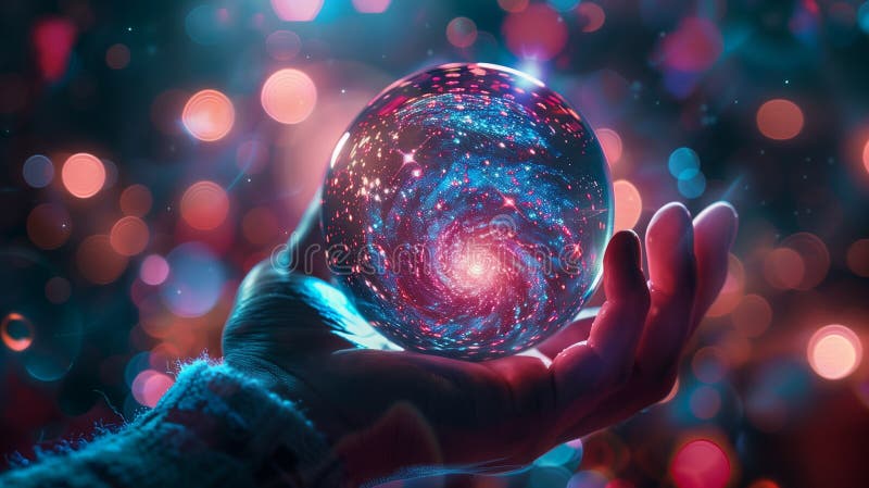 Magic Crystal Ball with a Galaxy Inside Stock Photo - Image of crystal ...