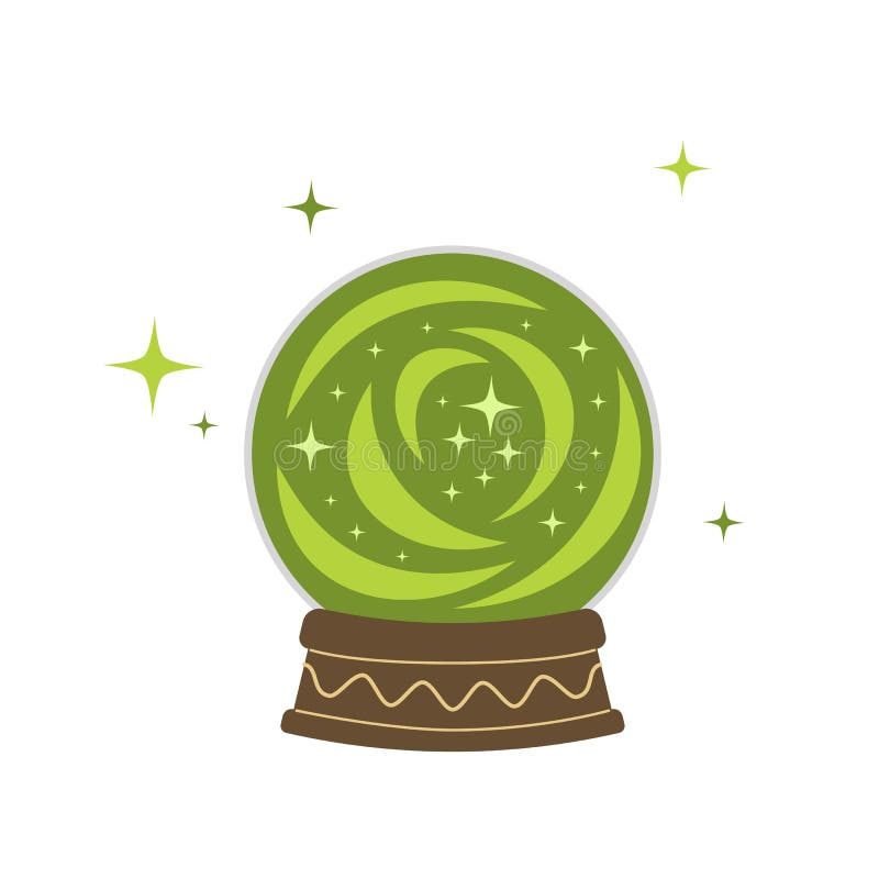 Magic Crystal Ball. Green. Flat, Cartoon, Vector Stock Vector ...