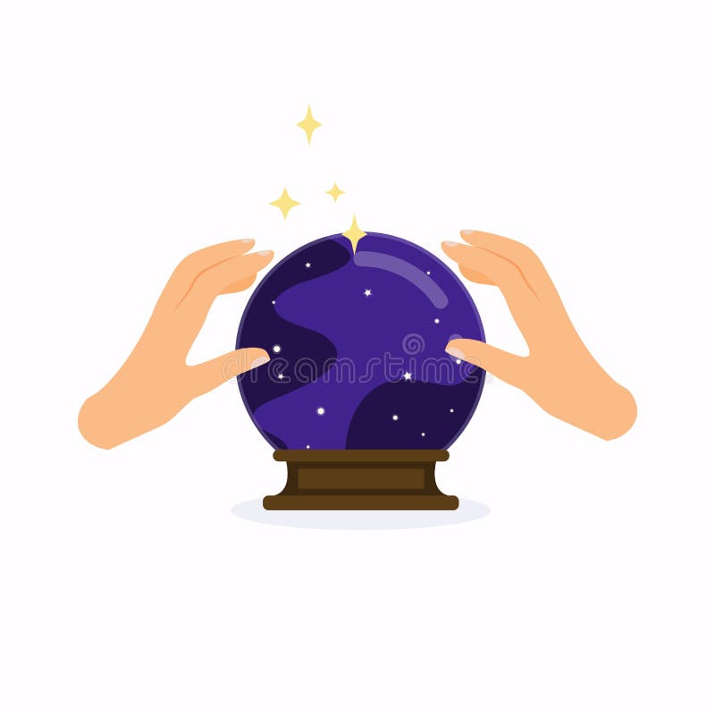 Illustration of a Crystal Ball in Psychic Hands. Stock Vector ...