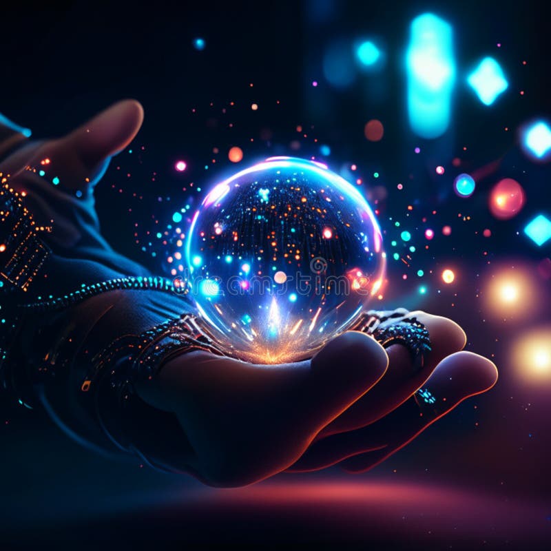 Magic Crystal Ball with Snowflakes. Cartoon Style. Vector Illustration ...