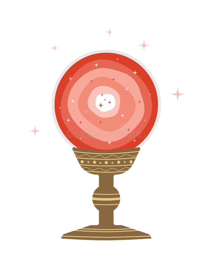 Magic Crystal Ball. Pink. Flat, Cartoon, Vector Stock Vector ...