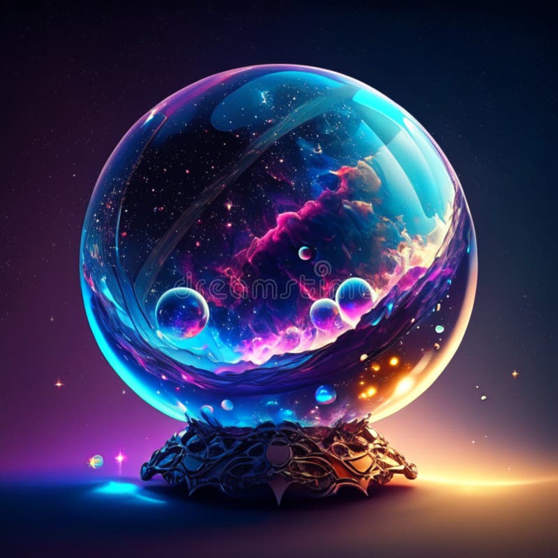 Magic Crystal Ball with Planet Inside. 3d Vector Illustration. Space ...