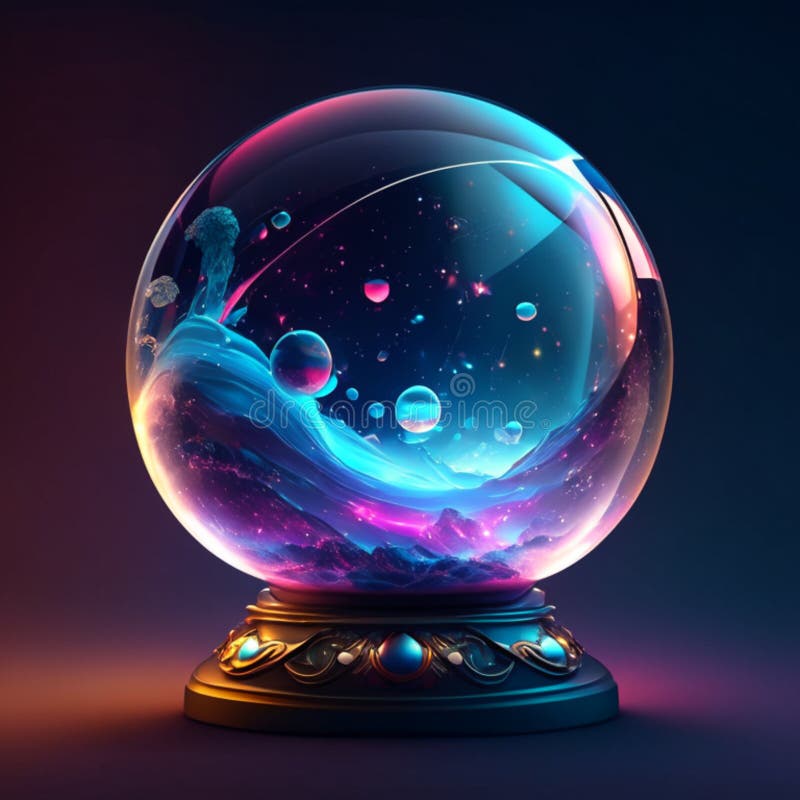 Magic Crystal Ball with Water and Bubbles. 3d Vector Illustration Stock ...