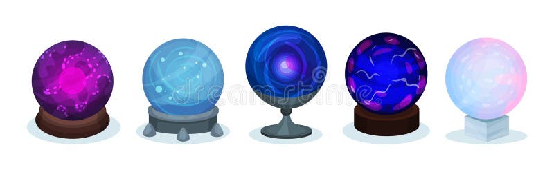 Magic Crystal Ball and Witch Fortune Sphere Vector Set Stock Vector ...