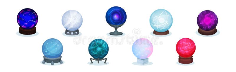 Magic Crystal Ball and Witch Fortune Sphere Vector Set Stock Vector ...