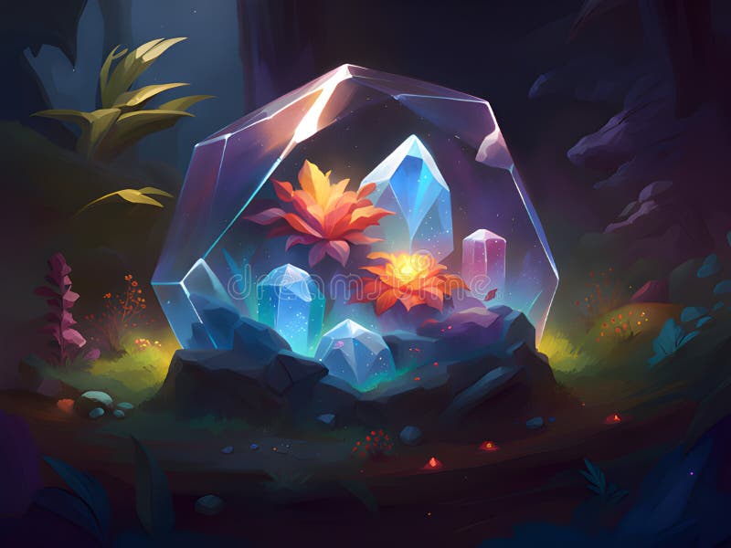 A Magic Crystal with a Flower Stock Illustration - Illustration of ...