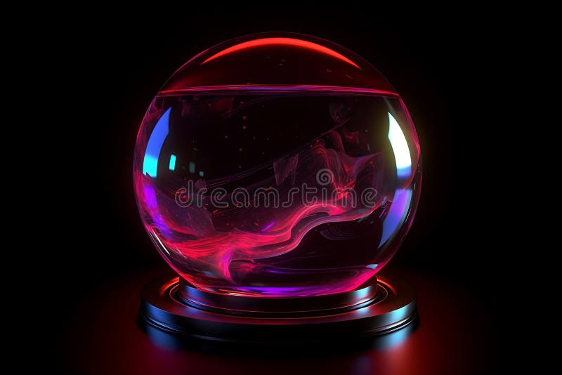 Magic Crystal Glass Ball Red Purple Light Fantasy Ball Predictions Of The Future Stock