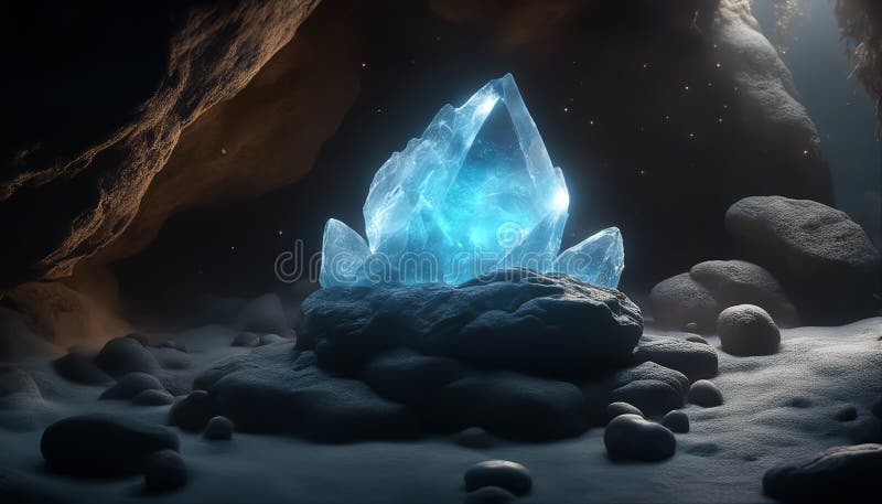 Magic Crystal. Glowing Blue Crystal. Glittering Mystical Stone. Crystal ...