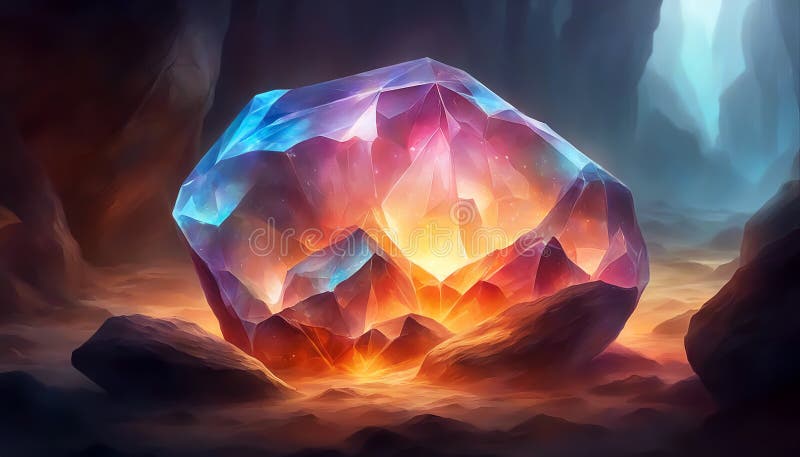 Magic Crystal. Glowing Colored Crystal. Glittering Mystical Stone ...