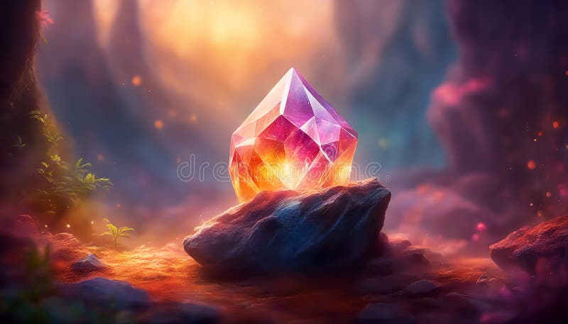 Magic Crystal. Glowing Colored Crystal. Sparkling Mystical Stone ...