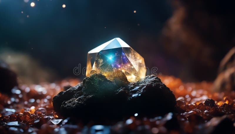 Magic Crystal. Glowing Crystal. Crystal in a Mysterious Cave. AI ...
