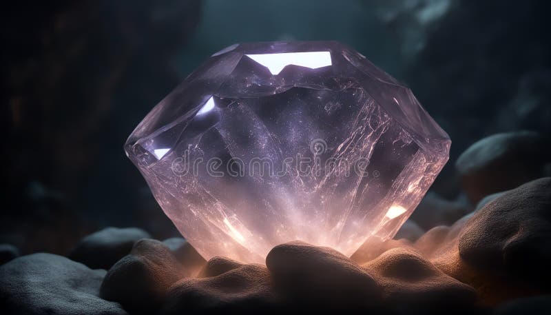Magic Crystal. Glowing Purple Crystal. Sparkling Mystical Stone ...