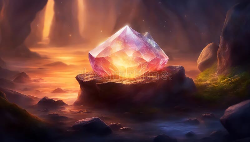 Magic Crystal. Glowing Crystal. Sparkling Mystical Stone. Crystal in a ...