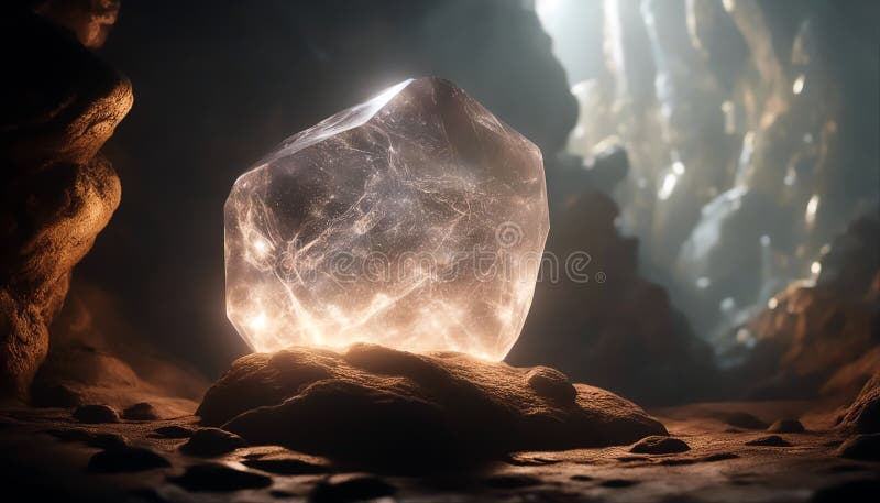 Magic Crystal. Glowing White Crystal. Glittering Mystical Stone ...