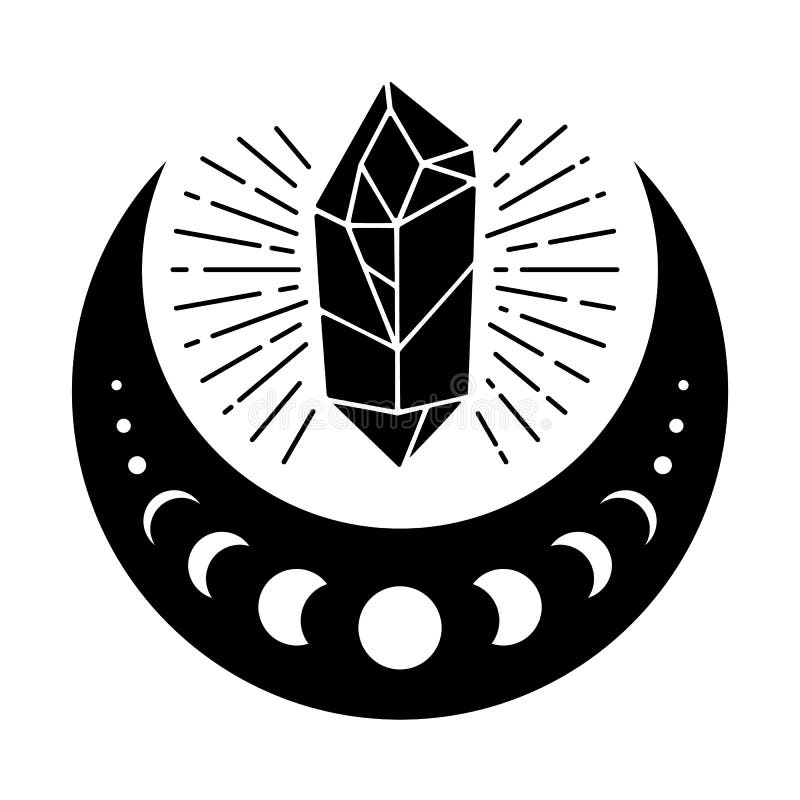 Magic Crystal with Half Moon Stock Vector - Illustration of mystic ...