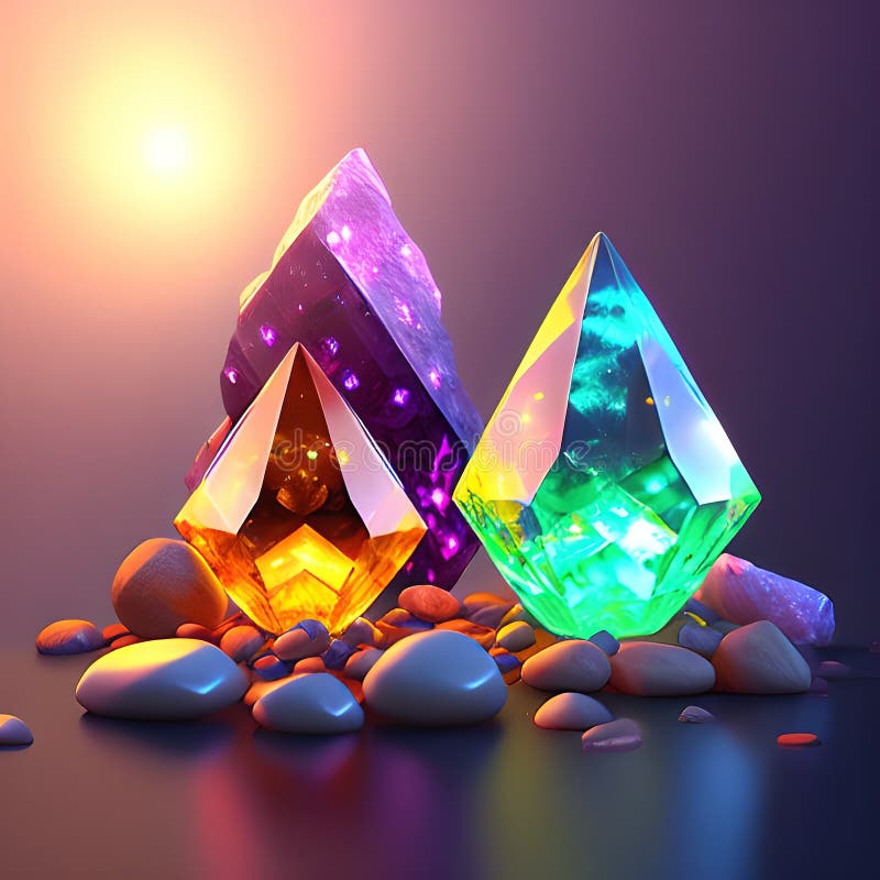 Magic Crystal Light and Gem Stones Ai Generated Stock Illustration ...
