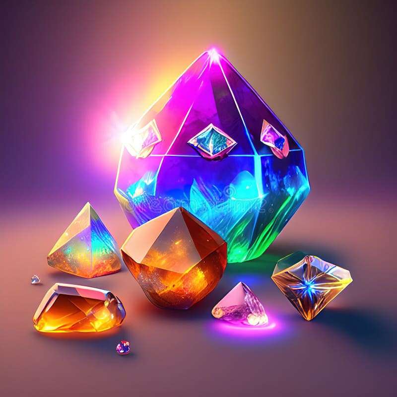 Magic Crystal Light and Gem Stones Ai Generated Stock Illustration ...