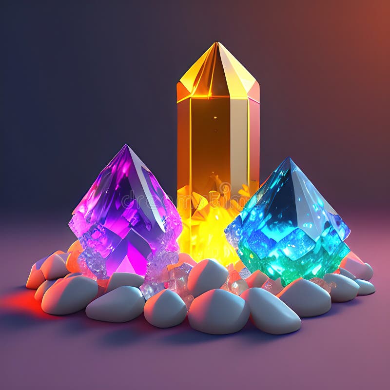 Magic Crystal Light and Gem Stones Ai Generated Stock Illustration ...