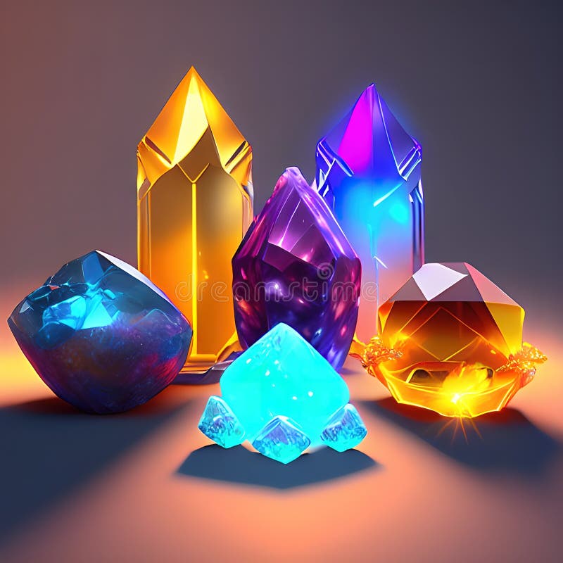 Magic Crystal Light and Gem Stones Ai Generated Stock Illustration ...