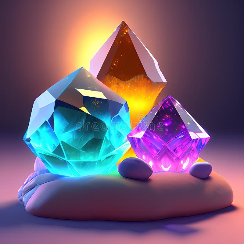 Magic Crystal Light and Gem Stones Ai Generated Stock Illustration ...