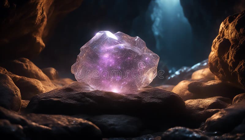 Magic Crystal. Luminous Purple Crystal. Sparkling Mystical Stone ...