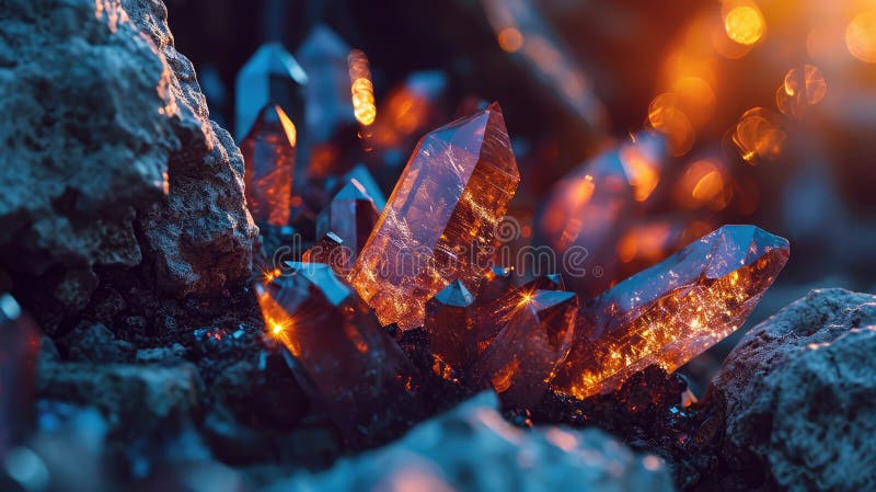 A Magic Crystal in the Rays of Light Stock Illustration - Illustration ...