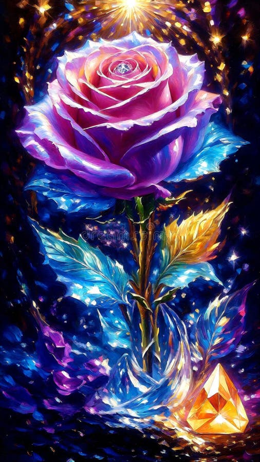 Magic crystal rose flower stock illustration. Illustration of petal ...