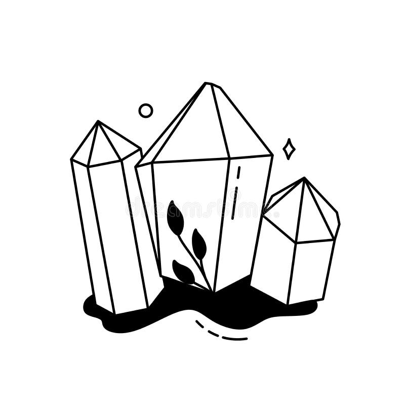 Magic Crystals. Magical Symbols Doodles Esoteric Boho Mystical Hand ...