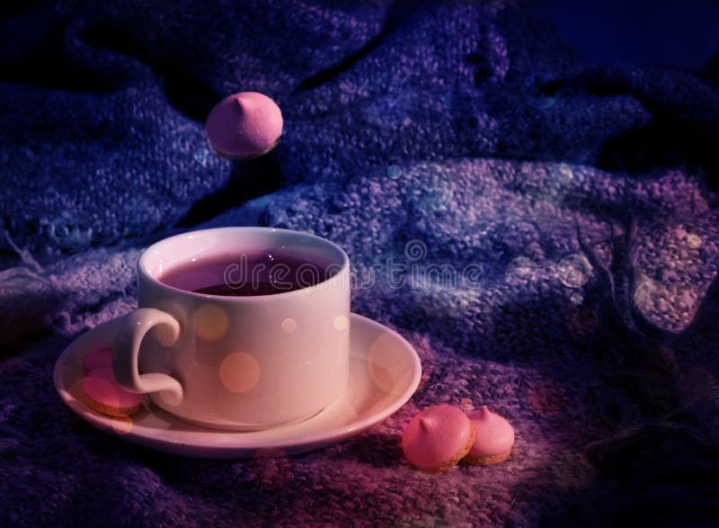 Magic Cup of Tea in the Pink Stock Image - Image of flying, imagination ...