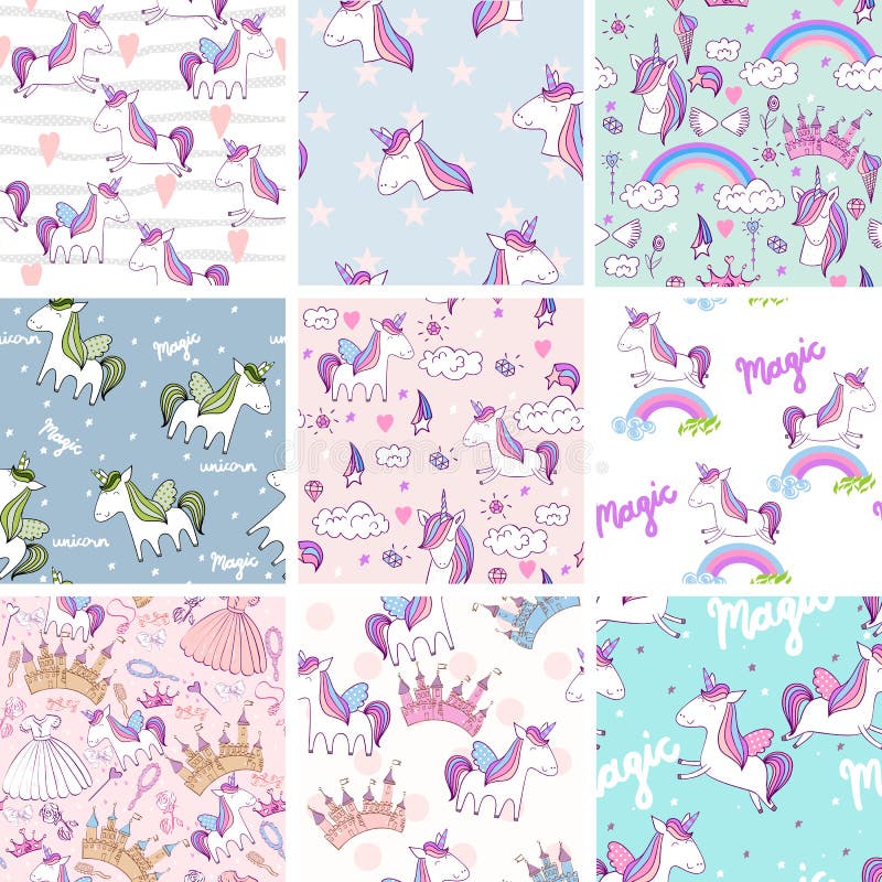 Magic cute unicorns stock vector. Illustration of horse - 111249763