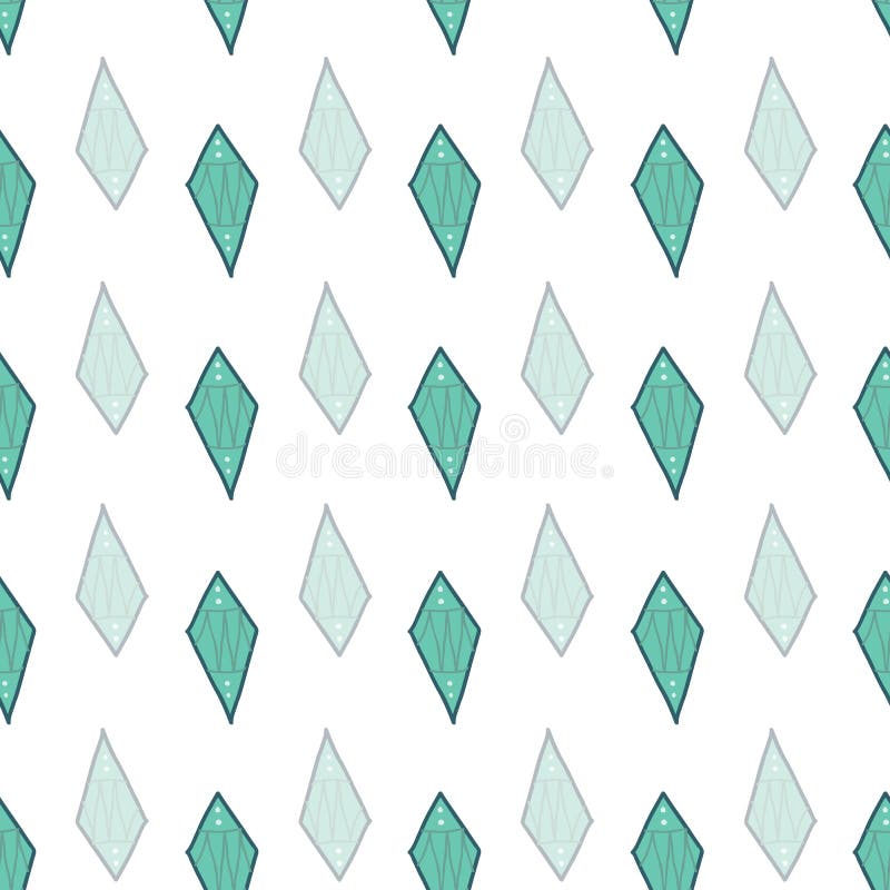 Magic Diamonds Teal Diamond Shapes on White Background Doodle Pattern Filled Seamless Pattern ...