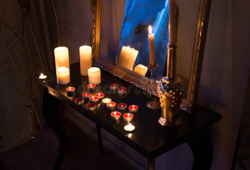Magic Divination by Candlelight in the Night Stock Image - Image of ...