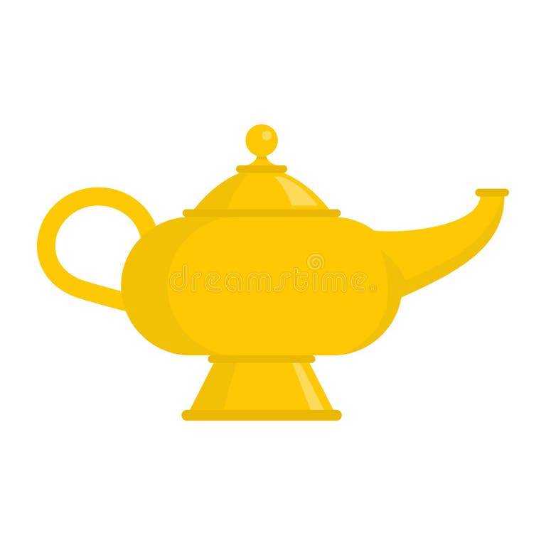 Magic Djinn Lamp Icon, Flat Style Stock Vector - Illustration of djinn ...