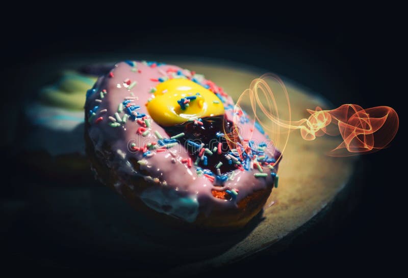 Magic donut with ice cream stock image. Image of happy - 130898623