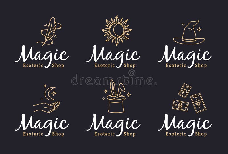 Magic Doodle Logos Set for an Esoteric Shop Stock Vector - Illustration ...
