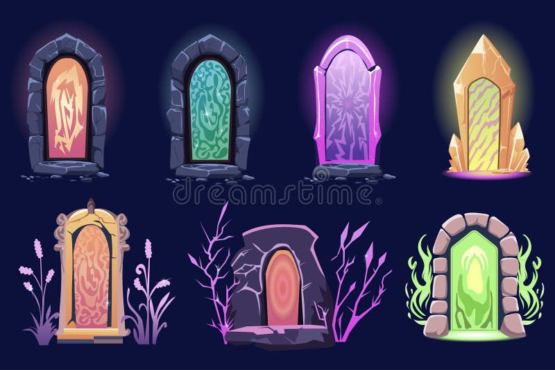 Magic Doors Set stock vector. Illustration of object - 365089308