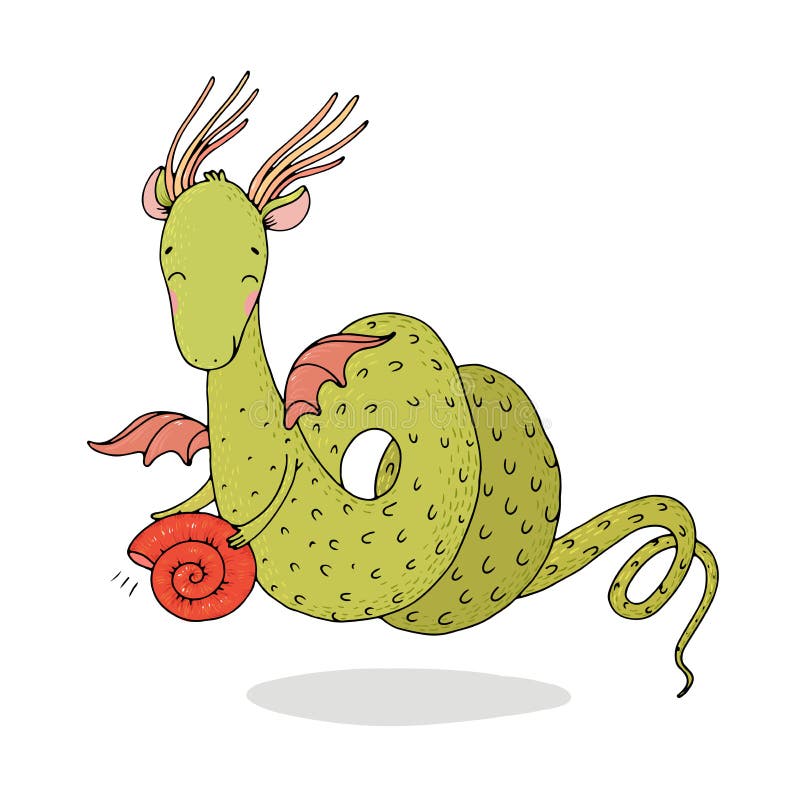 Magic Dragon and Shell on a White Background. Stock Vector ...