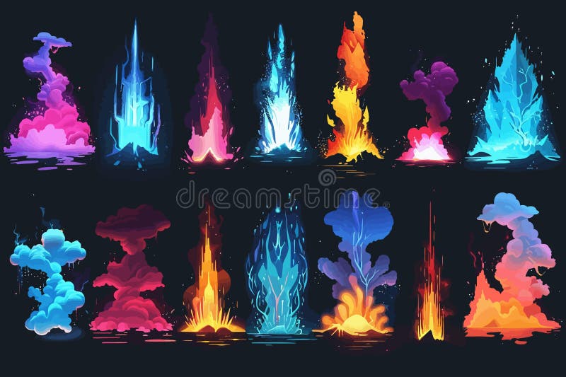Magic Effect Set Cartoon Anime Isolated Illustration Stock Vector ...
