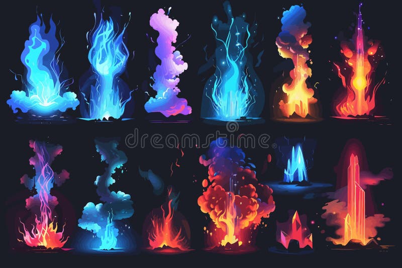 Magic Effect Set Cartoon Anime Isolated Illustration Stock Vector ...